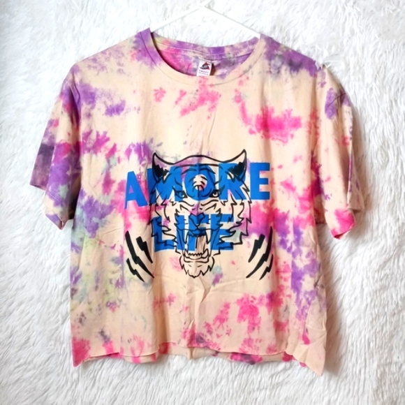 Tops | Tie Dyed Crop Top Amore Life Tiger Large | Poshmark